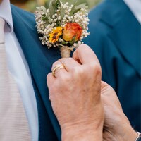 Dried Thistle and Rose Buttonhole, Scottish Wedding, Dried Dusky Pink ...