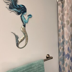 COASTAL Hanging Metal Mermaid . Hangers on Back. Includes Embellish ...