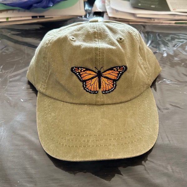 Monarch Butterfly Embroidered Hat, Baseball Cap, Sun Cap, Garden Cap ...