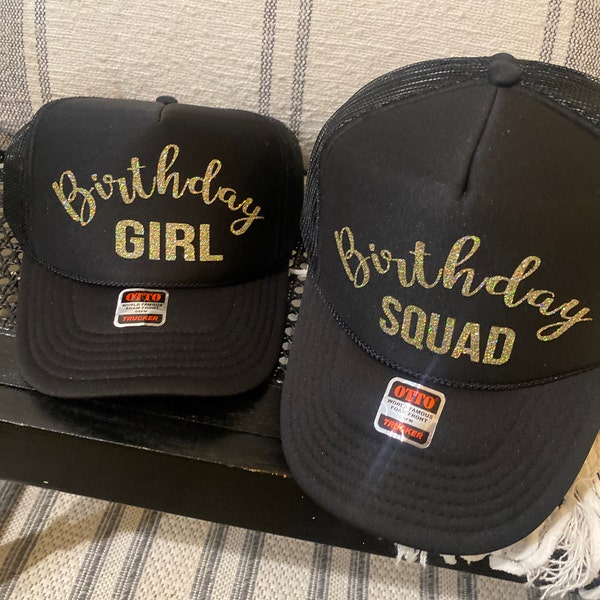 BIRTHDAY SQUAD HATS, Totally Customizable Trucker Cap / Pool Party ...