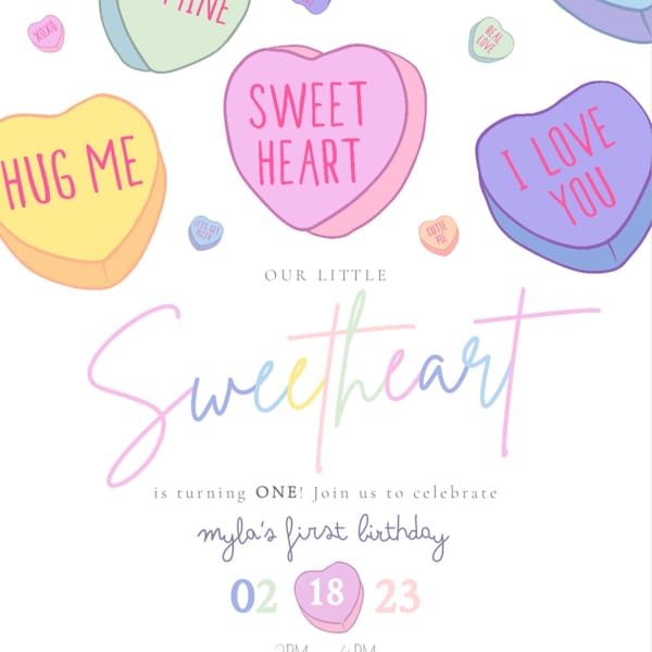EDITABLE Sweetheart Valentine Invitation | Conversational Heart Invite ...