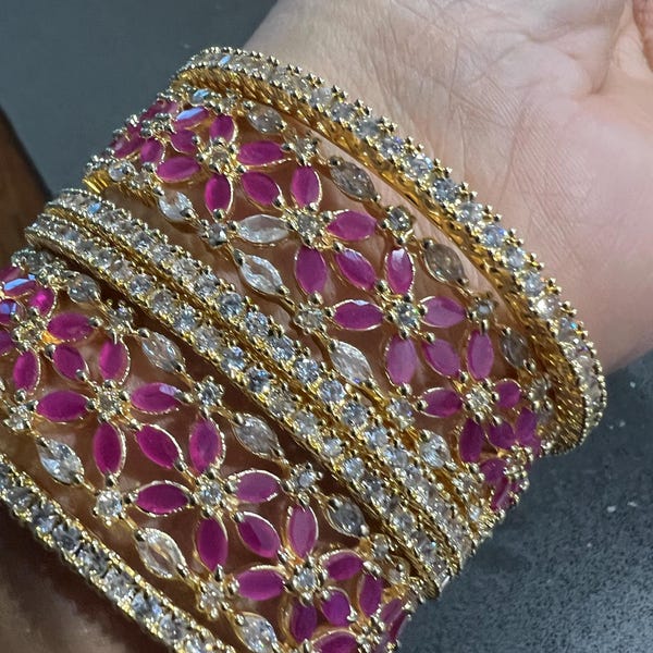 Indian Golden CZ Bangles/bracelets American Diamond Bangles/cubic ...