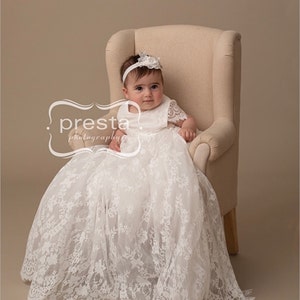 Sierra Baby Girl Lace Long Heirloom Ivory Couture Christening - Etsy ...
