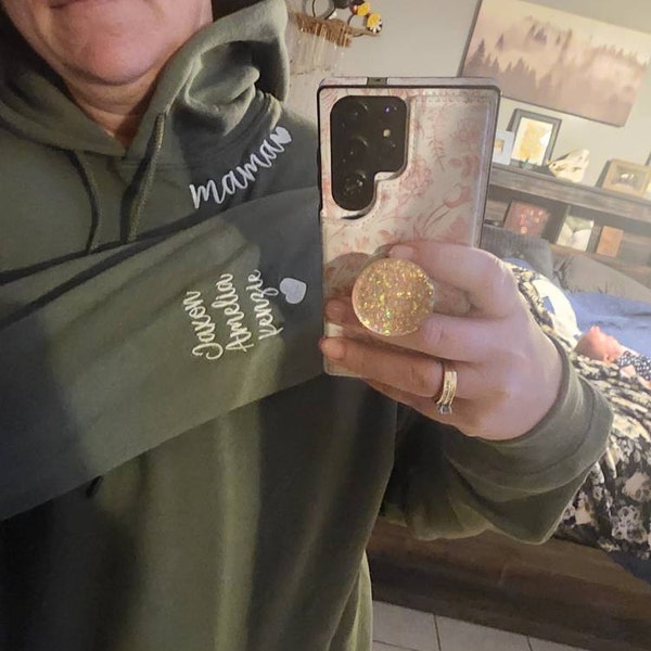 Custom Mama Embroidered Sweatshirt With Kids Names on Sleeve ...