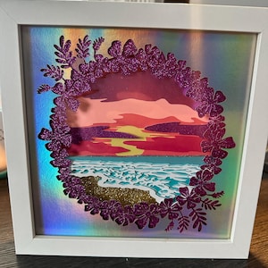 3d Flower Sunset Shadow Box Svg, 3d Sunset Shadow Box Svg, Flower ...
