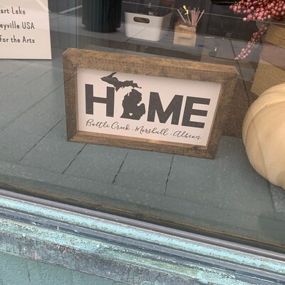 Michigan HOME Wood Sign With Custom City Option - Etsy