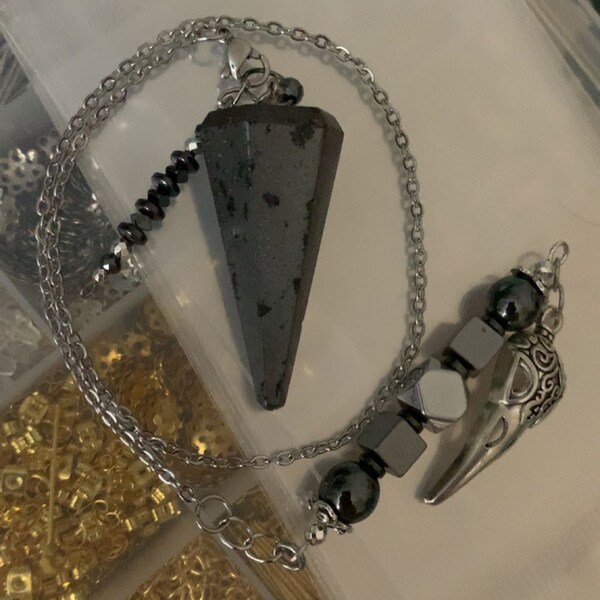 Hematite Faceted Cone Pendulum Healing Dowsing Crystal Pendulum - Etsy