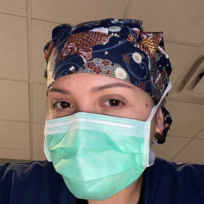 Metallic Gold Oriental Fans Large Bouffant, Scrub Hat for Women ...