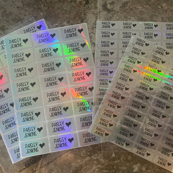 SILVER Hologram/silver/glitter Name Labels,custom Name Stickers ...