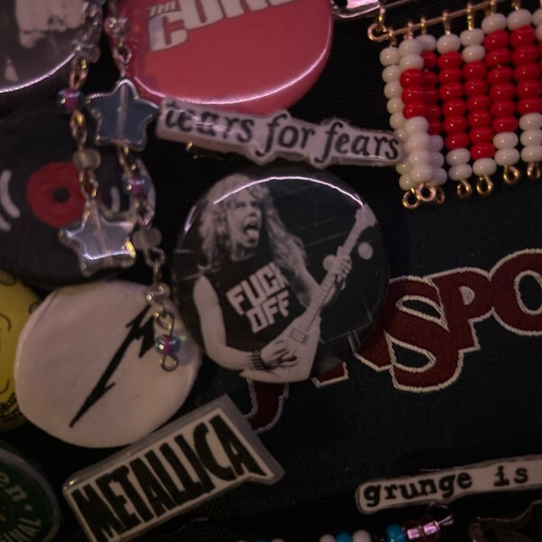 Mom Jeans Pink Logo 1.5" Pinback Button, Mom Jeans Band - Etsy