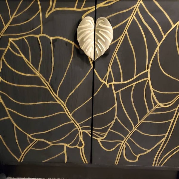 Monstera Leaf Brass Knobs and Pulls/ Turtle Leaf Drawer Knobs/cabinet Pulls/wardrobe Pull ...