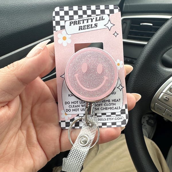 Love-happy Face Badge Reel | Cute Badge Reel, Love, Heart Eyes, Smile ...