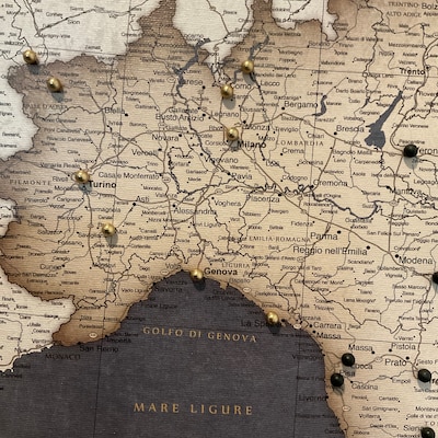 Personalized World Map Push Pin Map Pinboard Cork Canvas Print Gift for ...