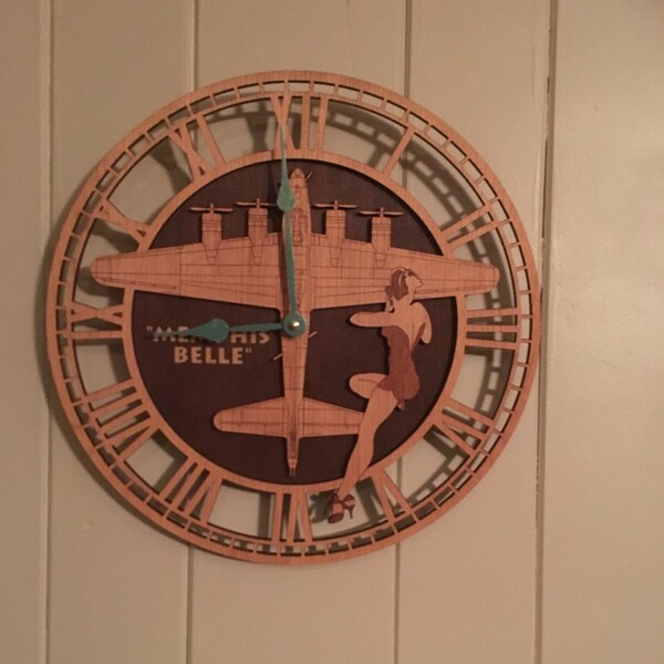 Memphis Belle B-17 Flying Fortress 14" Wood Wall Clock / Aviation Gifts ...