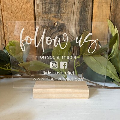 Social Media Hashtag Acrylic Sign Follow Us Acrylic Signs Business ...