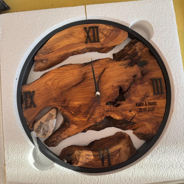 Large Wall Clock, Live Edge Clock, Olive Wood Wall Clock, Farmhouse ...