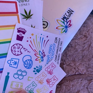 CLEAR RAINBOW FOILED Realistic-style Pot Leaf Stickers Planner Weed ...