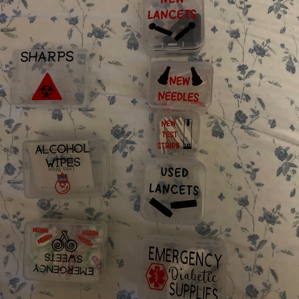 Small Diabetic Supply Storage Containers for Lancets, Needles, Test ...