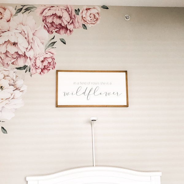 Girl's Bedroom Sign | in a Field of Roses She is a Wildflower Sign ...