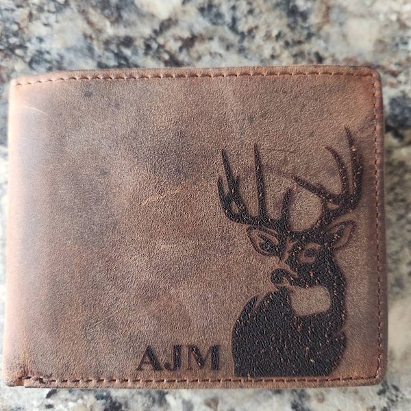 Mens Brown Leather Dog Hunting Wallet. RFID Blocking Genuine Leather ...