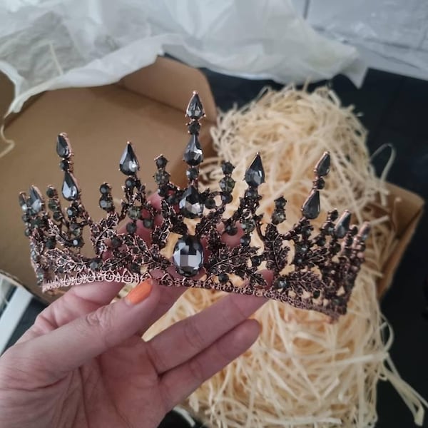 Dark Red Crown, Dark Bride, Gothic Wedding, Fairy Crown, Forest Wedding ...