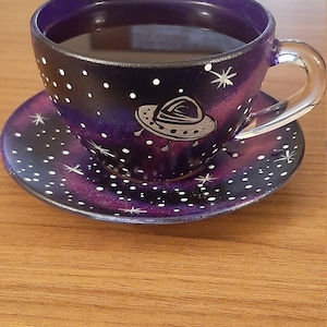 Galaxy Tea Cup and Saucer Set, Astrology Celestial Gift Starry Night ...