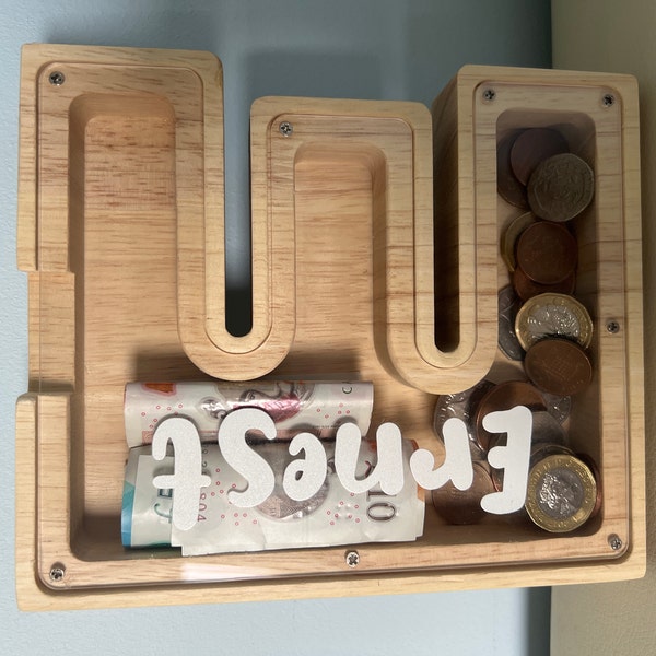 Wooden Alphabet Bank, Personalize Wooden Letter Piggy Bank, Custom ...