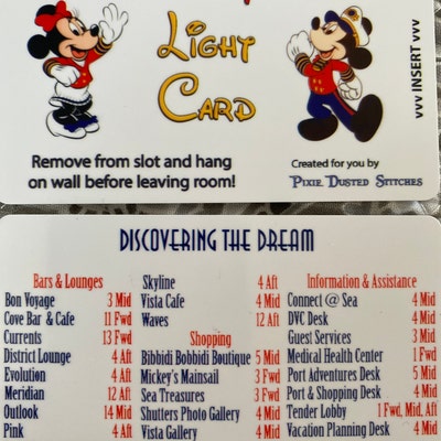 DCL Deck Locator™ Cruise Navigator Wayfinder Cards Disney Dream Fantasy ...