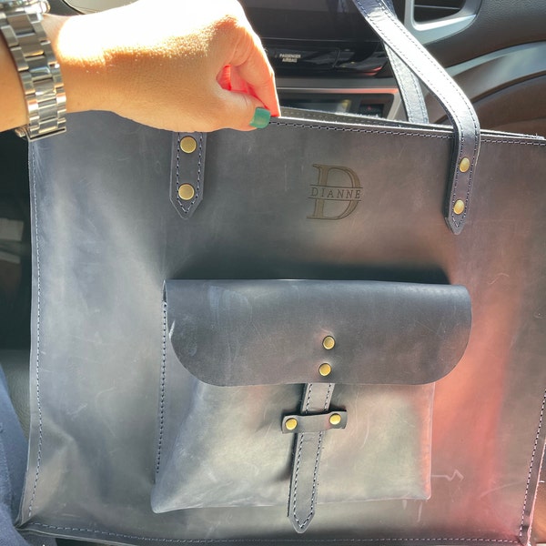 Work Tote Bag for Woman, Bag Leather Laptop Tote Woman, Monogrammed ...