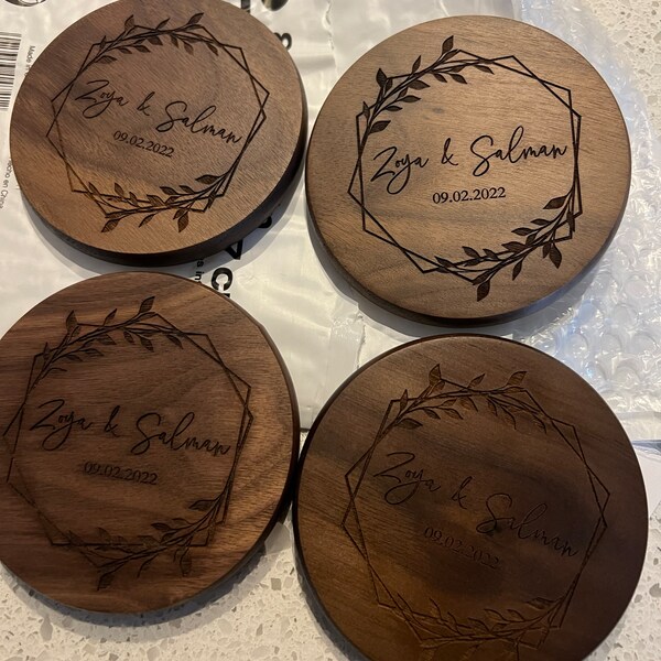 Custom Wooden Premium Quality Personalized Coasters Gift Engraved ...