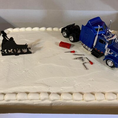 Trucker Cake Topper, 18 Wheeler, Semi Truck, Birthday, Groom, Wedding ...
