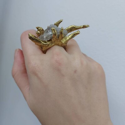 Large Contemporary Art Ring, Statement Ring, Geometric Ring, Organic ...