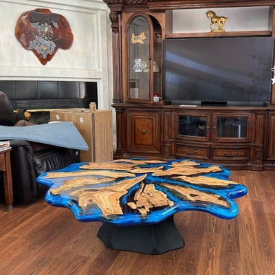 Custom Order Diameter Walnut Clear Round Epoxy Table-dining Table-poker ...
