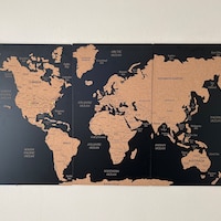 World Map Push Pin Wall Art With FREE Pins, Cork World Map Board ...
