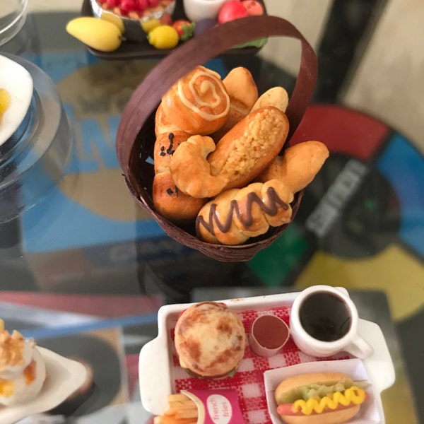 Set Miniature Mixed Bread With Basket for Doll's House Collection - Etsy