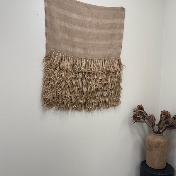Large Raffia Wall Backdrop | Bohemian Bedroom Tapestry | Natural Living ...