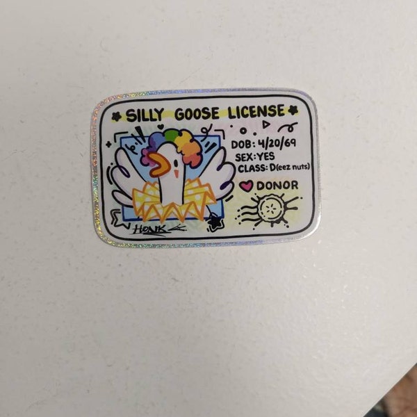 Silly Goose License Holographic Waterproof Sticker Cute Clown Circus ...