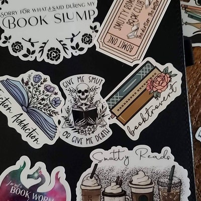 Smutty Reads and Coffee Please, Large Bookish Sticker, Ereader ...