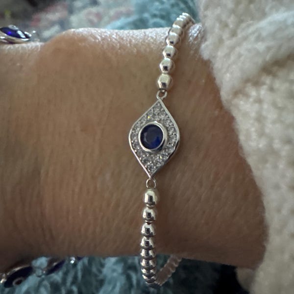Gold Evil Eye Protection Bracelet - Stretchy Good Luck Stacking ...
