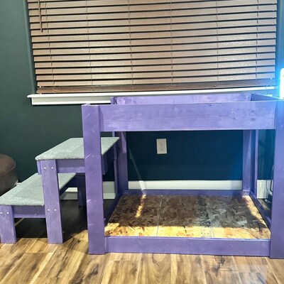 Unfinished Pet Ramp With Slats for Traction Wood Dog Ramp Pet Furniture ...