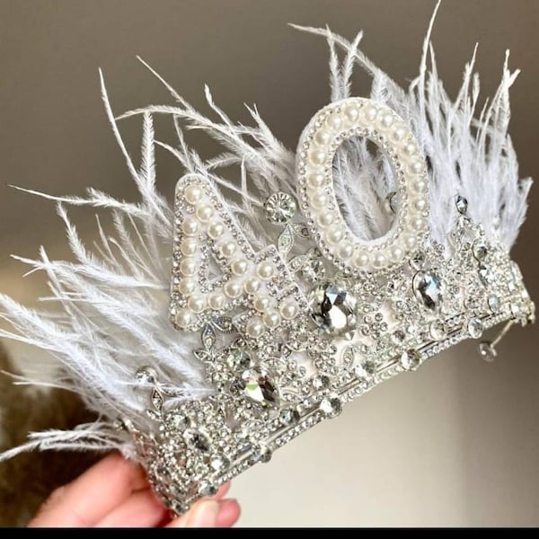 18th 21st 30th 40th 50th Birthday Crown Feather 30th Headband 40th ...