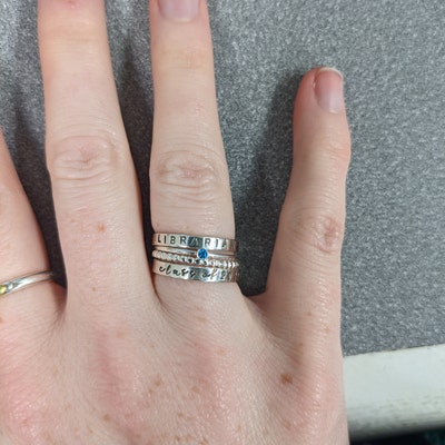 Back to School Gift for Teen, Class Ring Set, Sterling Silver Modern ...