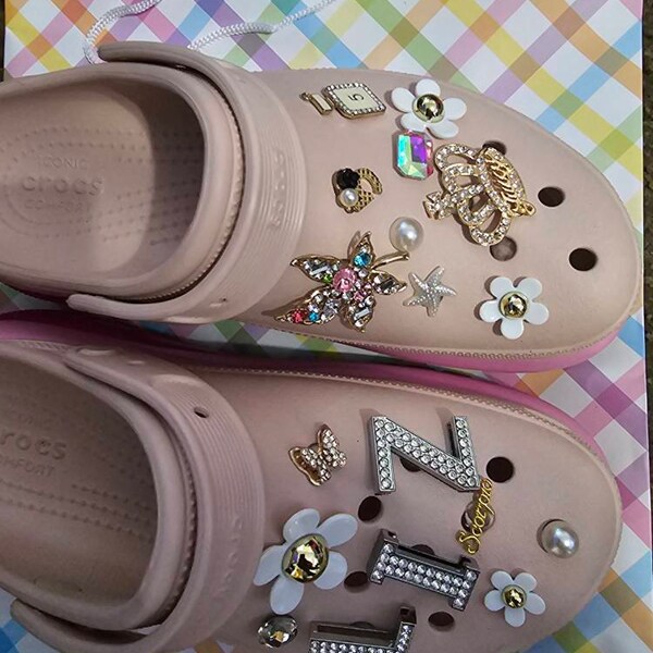 20 Pcs Blue Clog Shoe Charms for Croc Bling Octopus Fairy Flower Set ...