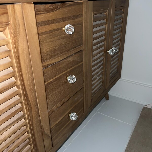 Solid Brass Fan Drop Knobs | Art Deco Fan Knobs | Gold Drop Knobs for ...