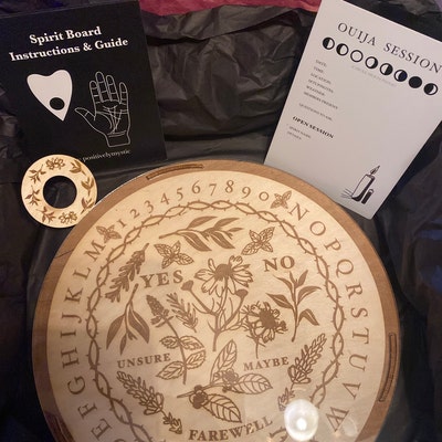 Wooden Ouija Board Herbal Round Spirit Board Floral Talking Board Game ...