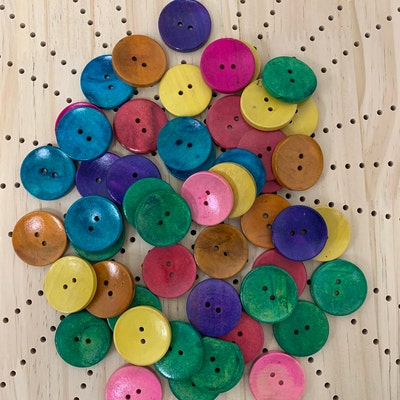 50 Large Mixed Color Wooden Buttons 30mm 1 1/8 Inch Mixed Colors 2 Hole ...