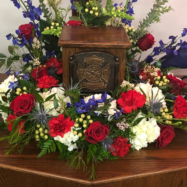 Firefighters, Fireman Funeral Cremation Urn Adult Wood, Urn W/engraving ...