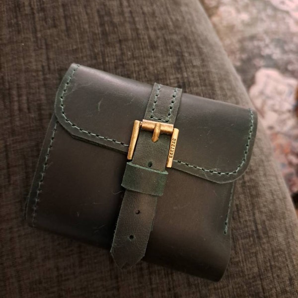 Small Leather Wallet Mini Wallet Womens Wallet Green Leather Wallet ...