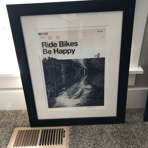 Ride Bikes Be Happy - Mountain Biking Art Print - Etsy