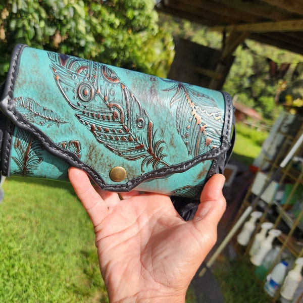 Leather Tooled Wallet Pattern PDF- Bi-fold Clutch With Fringe and Inlay ...